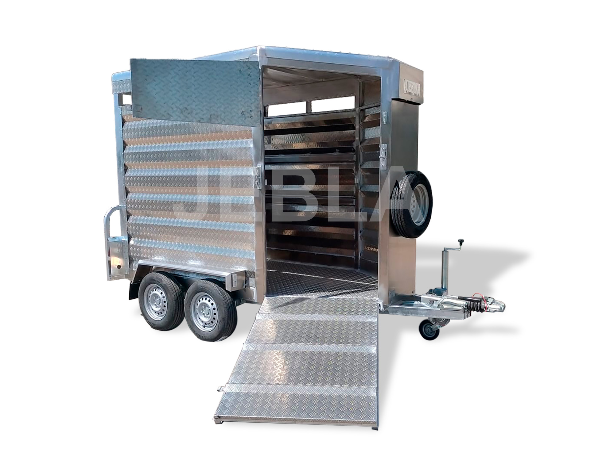 Aluminum livestock trailer model F6 roof pivot point | trailers Jebla