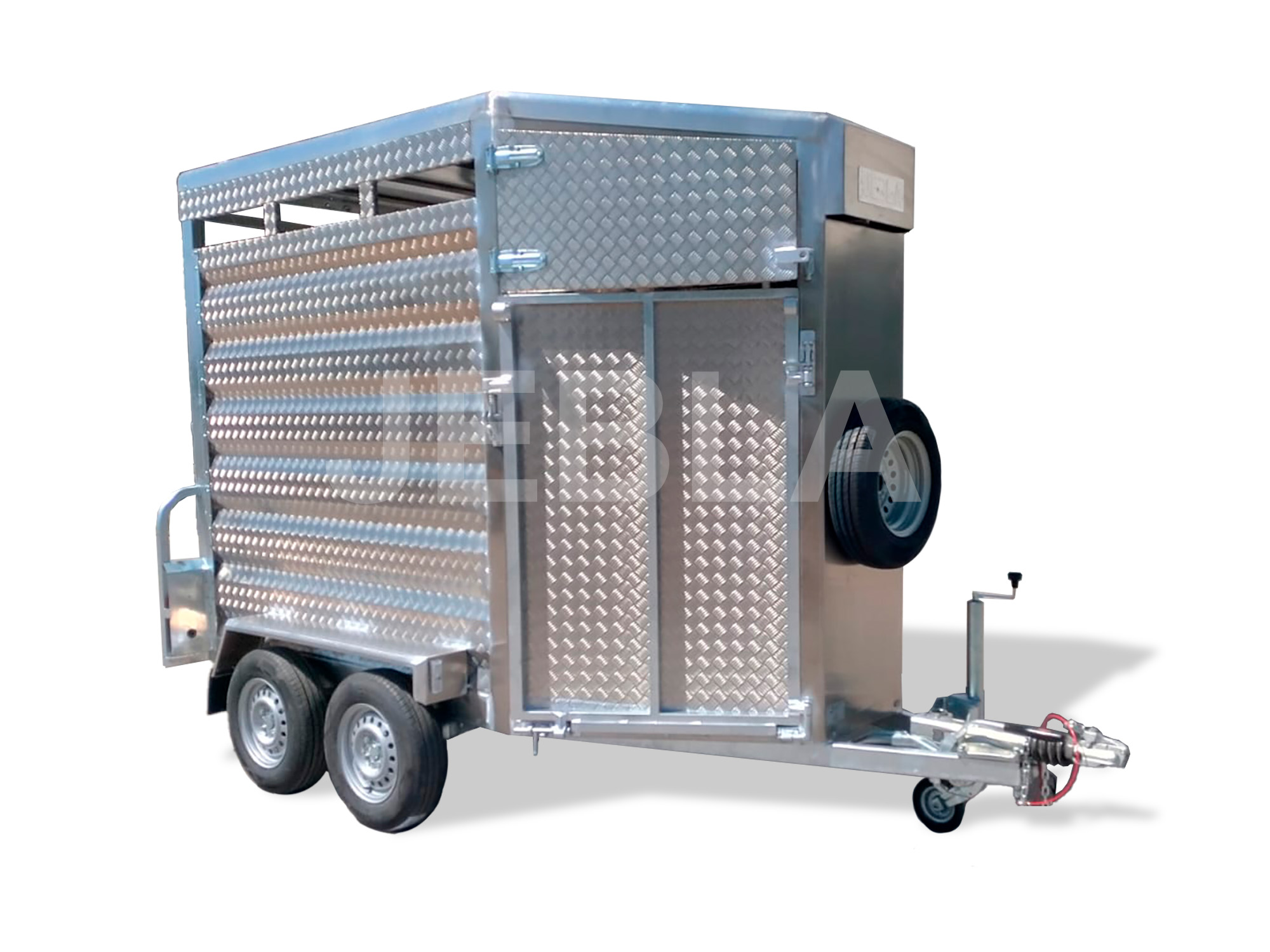 Aluminum livestock trailer model F6 roof pivot point | trailers Jebla