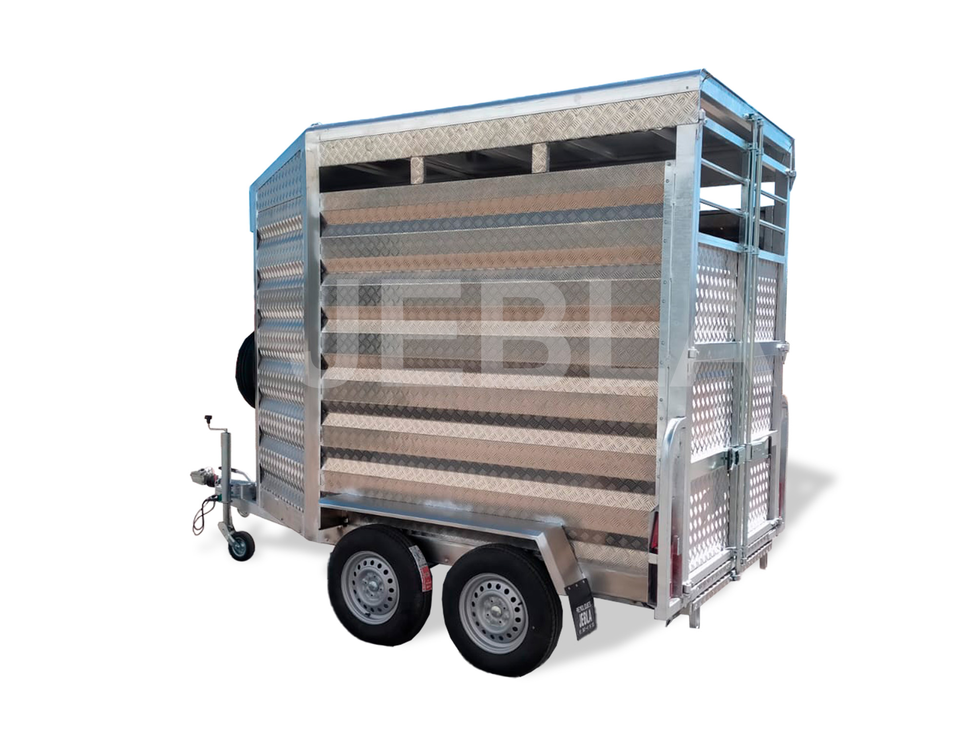 Aluminum livestock trailer model F6 roof pivot point | trailers Jebla